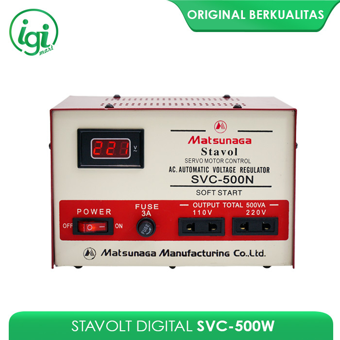 Jual STAVOLT SVC DIGITAL 500W MATSUNAGA STAVOL STABILIZER LISTRIK 500VA ...