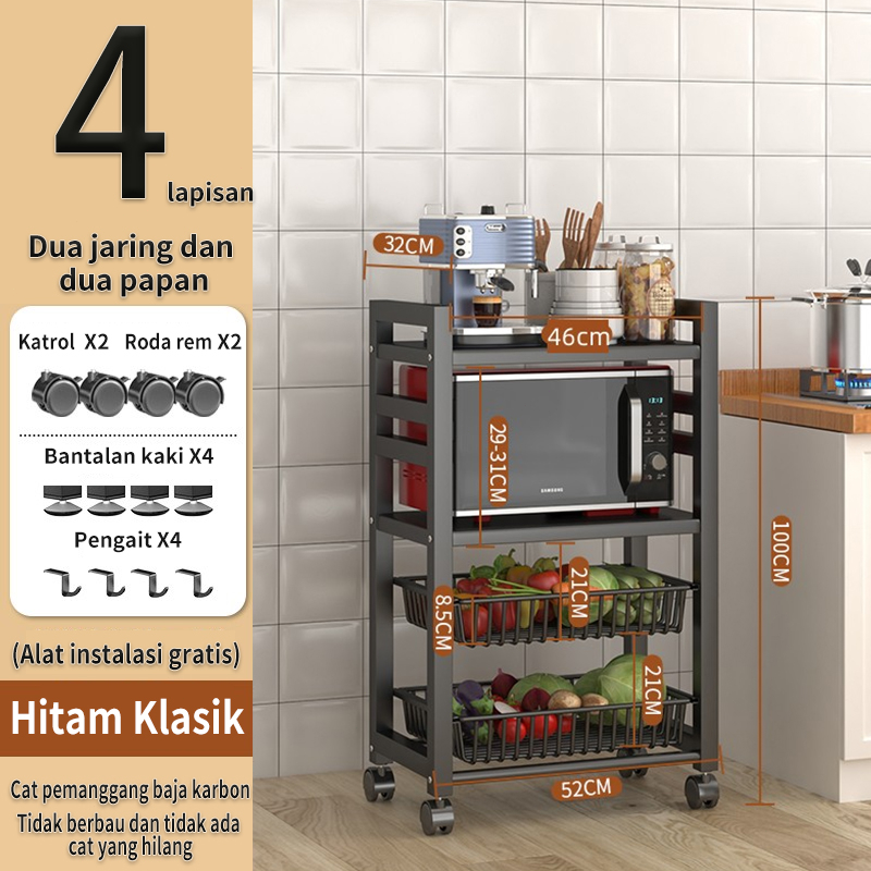 Jual Rak Oven Microwave/Rak Buah dan Sayuran/Rak Lantai Beroda Rak ...