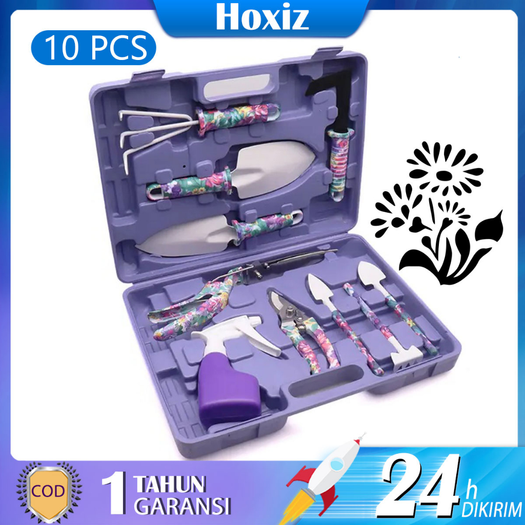 Jual Set Gardening Alat Berkebun isi 10 Pcs Motif Garpu Kebun Gunting ...