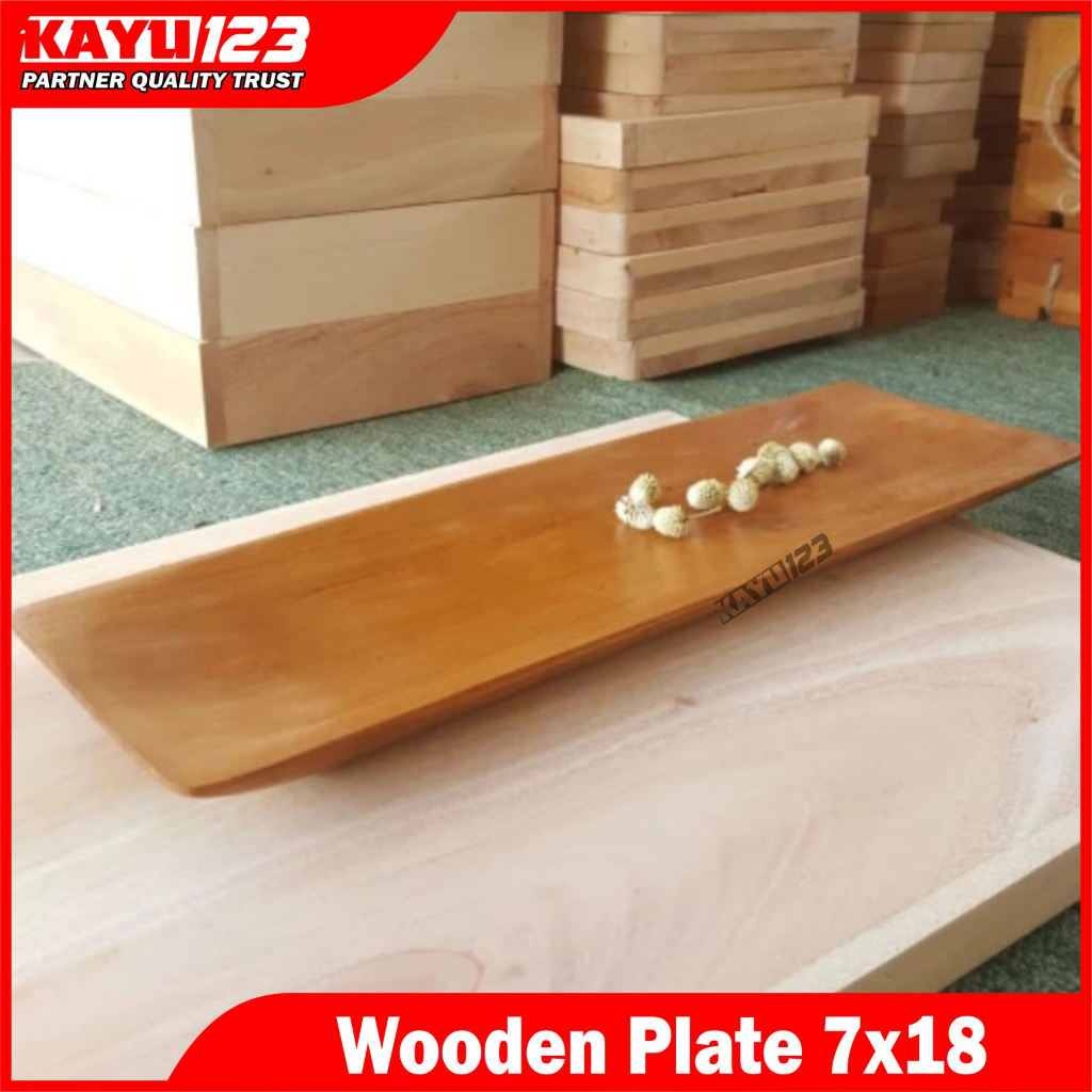 Jual wooden plate 7x18 cm nampan piring kayu | Shopee Indonesia