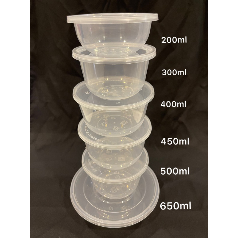 Jual THINWALL ROUND BOWL/MANGKOK PLASTIK BULAT DM 200/300/400 ML 25PCS | Shopee Indonesia