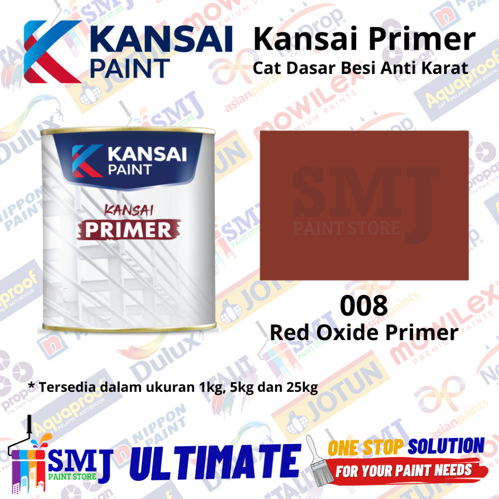 Jual Cat Dasar Besi Anti Karat Meni KANSAI 008 RED OXIDE PRIMER 1kg / 1L | Shopee Indonesia