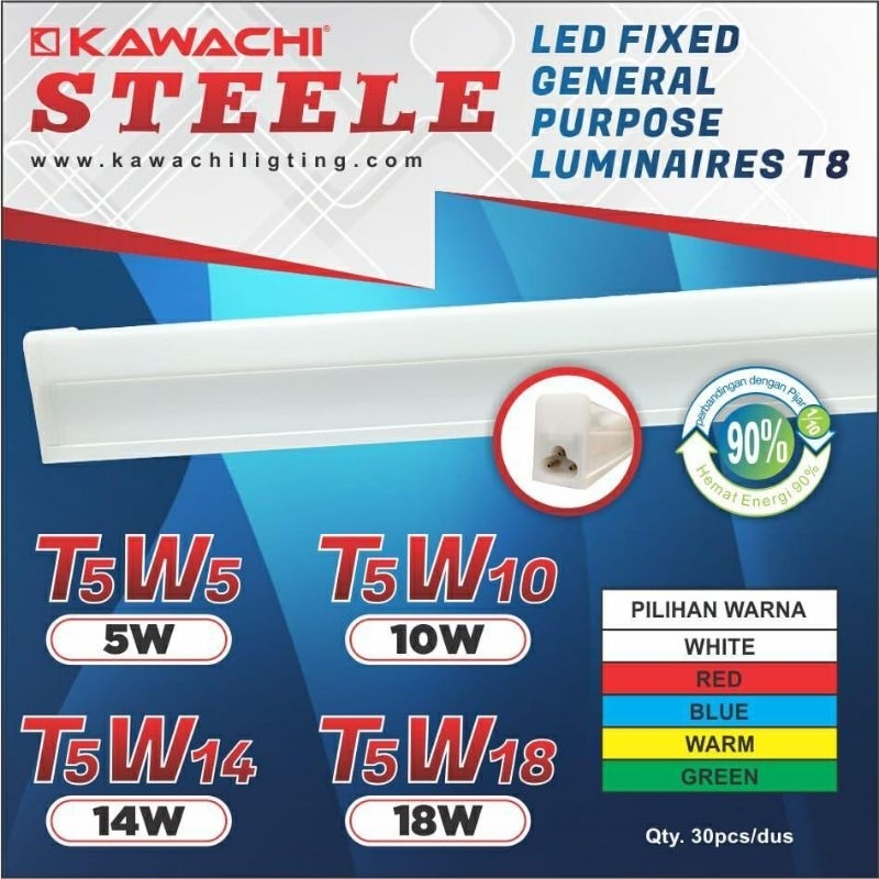 Jual Lampu T5 LED KAWACHI STEELE 10Watt 60cm / Lampu Steeling 5 Warna ...