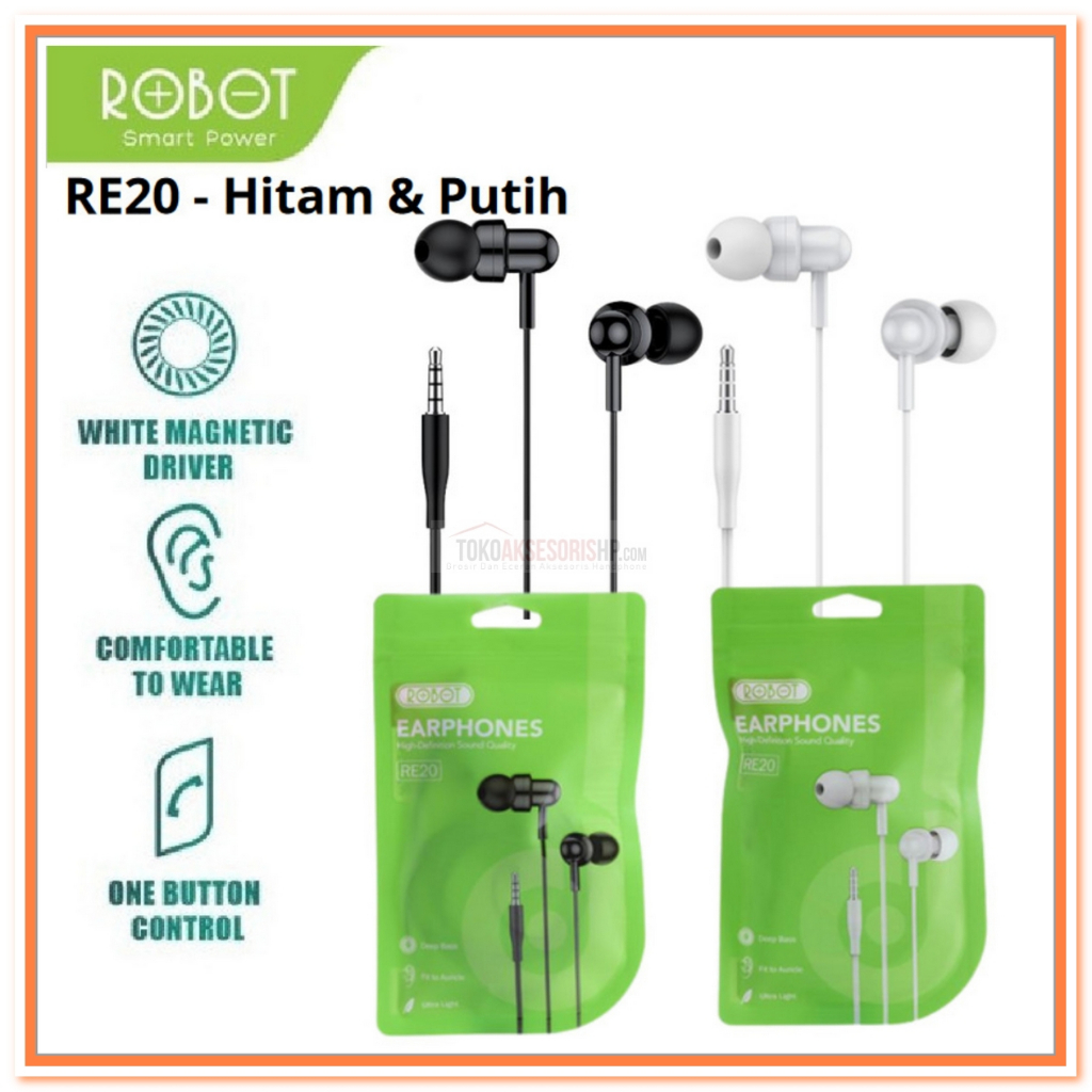 Jual Headset Robot RE20 Wired Headset Earphone Bass Android Iphone Jack ...