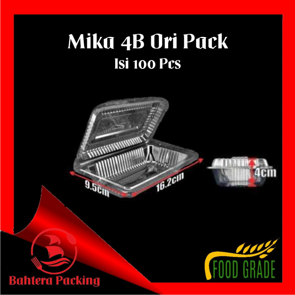 Jual Mika Kue Tray Box Nasi Ukuran 4A/4B Kemasan Kotak Plastik Bening ...