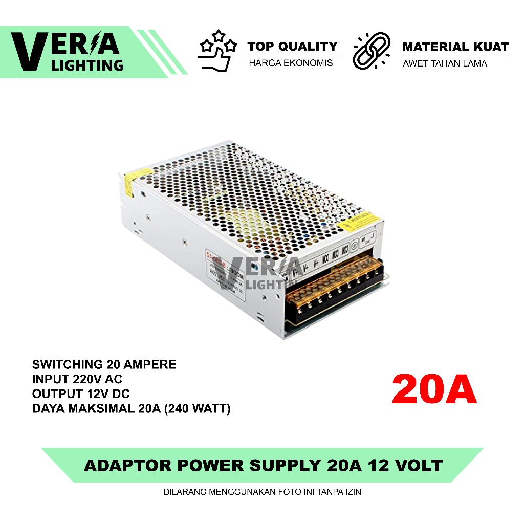 Jual Adaptor Power Supply 12V 20A Switching LED Trafo 20 Ampere ...