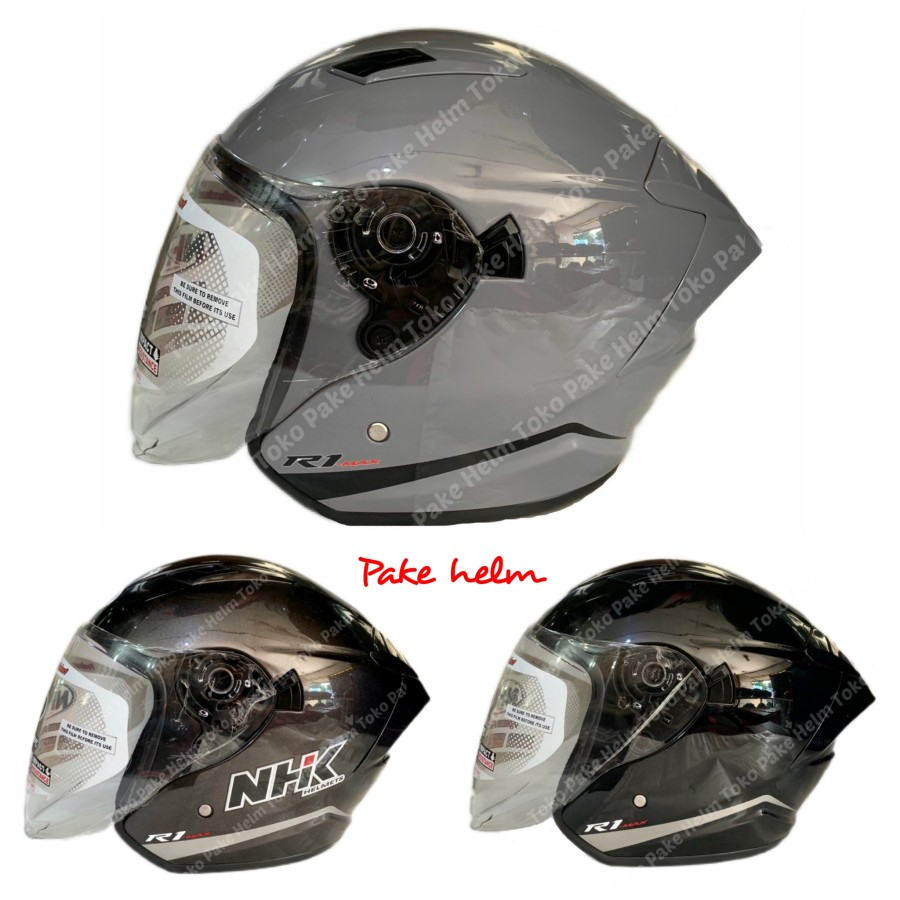 Jual Helm nhk r1 max half face double visor | Shopee Indonesia
