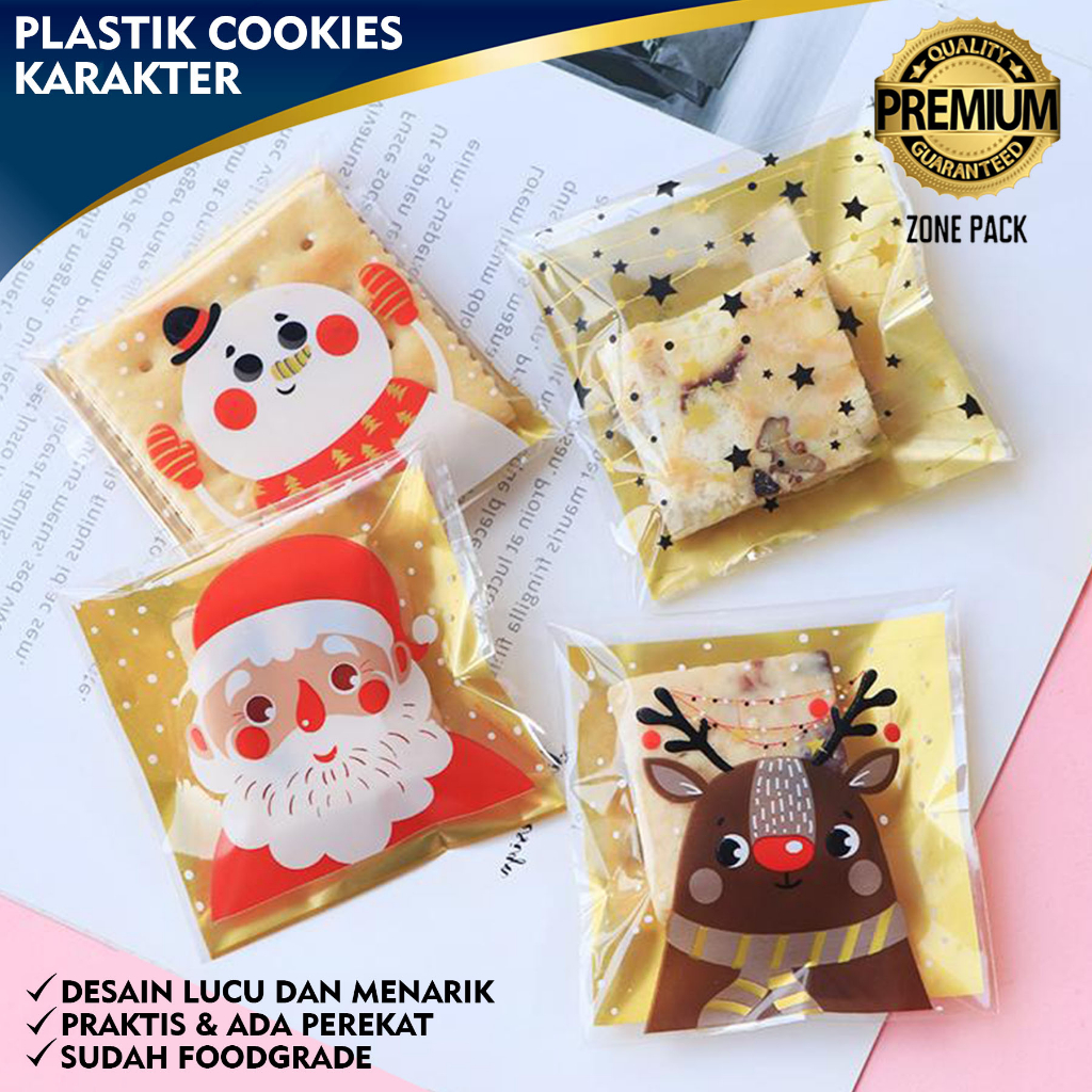 Jual [ISI 100 PCS] Plastik Cookies Karakter 7x7 | Plastik Motif Natal ...