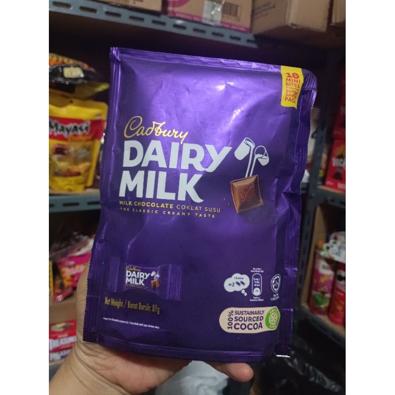 Jual Cadbury Dairy Milk Mini Bites 81gr isi 18pcs | Shopee Indonesia
