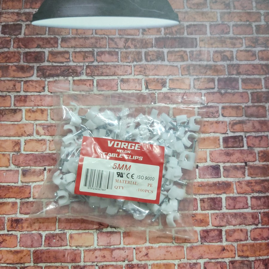 Jual CABLE CLIP 5 Mm KLEM KABEL PUTIH 100Pcs VORGE 5MM CLEM DINDING ...
