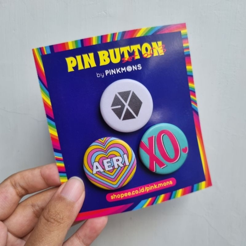 Jual sale! EXO Pin Button Set of 3 Kpop Badge by PINKMONS | Shopee ...