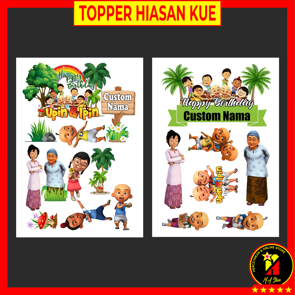 Jual Topper Karakter Upin Ipin Kak Ros Jarjit Meme Iksan Hiasan Kue ...