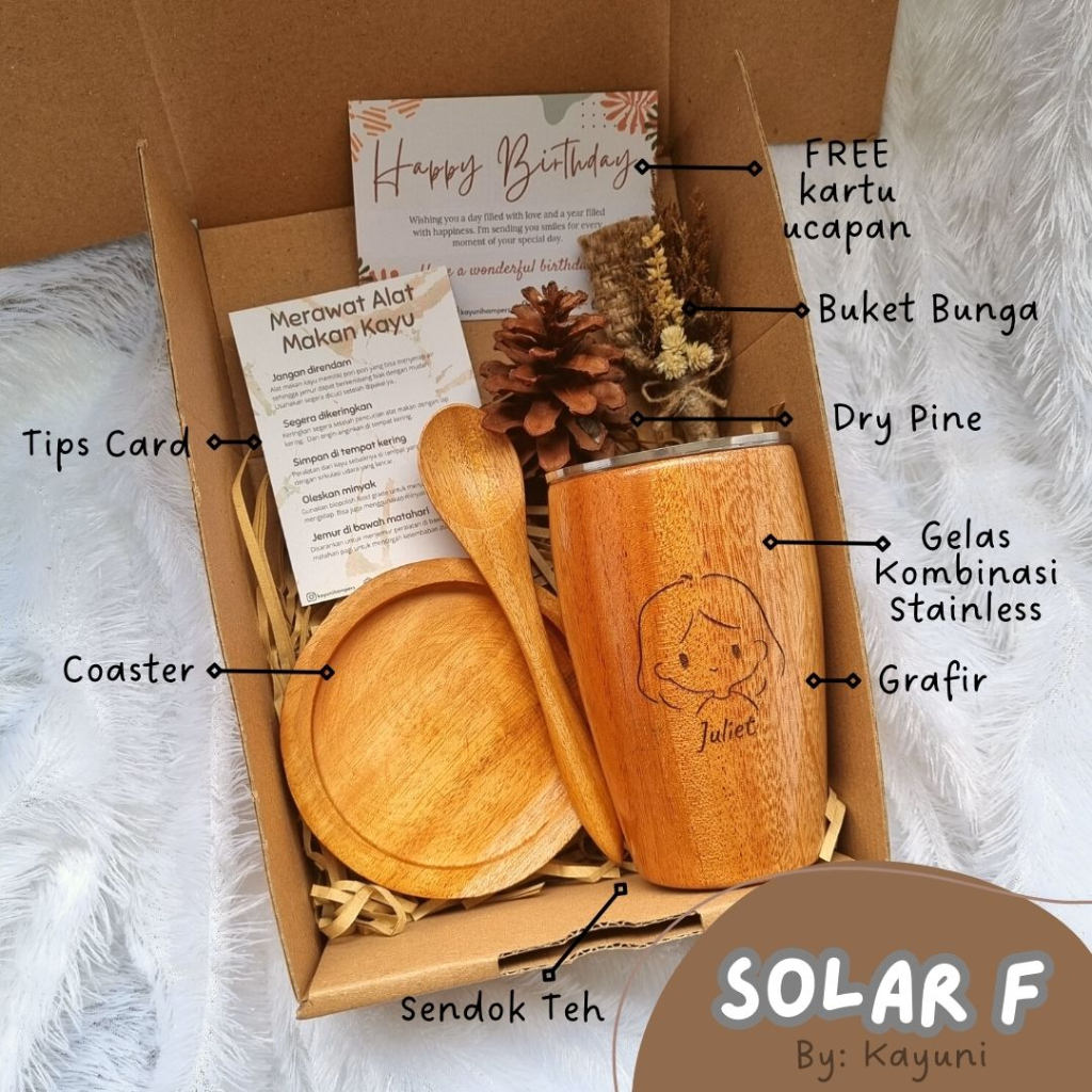 Jual Solar Hampers Set Gelas GRAFIR / Hampers Kayu Estetik Wedding Gift / Parcel Tukar Kado ...