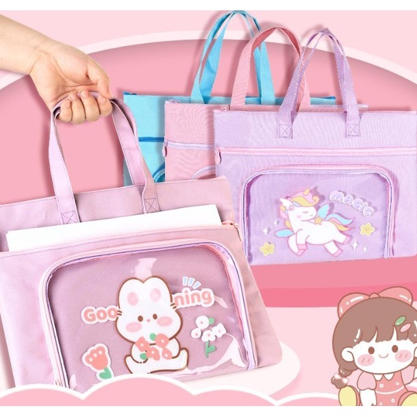 Jual Tas les anak books hand bag cute Map A4 stationary organizer paper ...