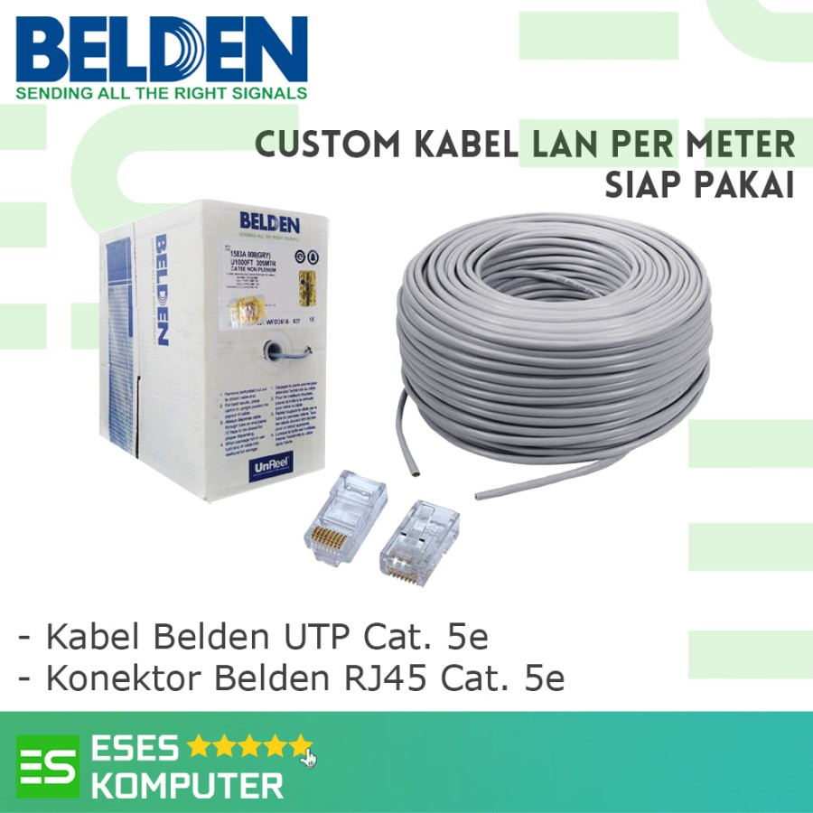 Jual Custom Kabel LAN UTP BELDEN RJ45 CAT 5e Per Meter Original ...