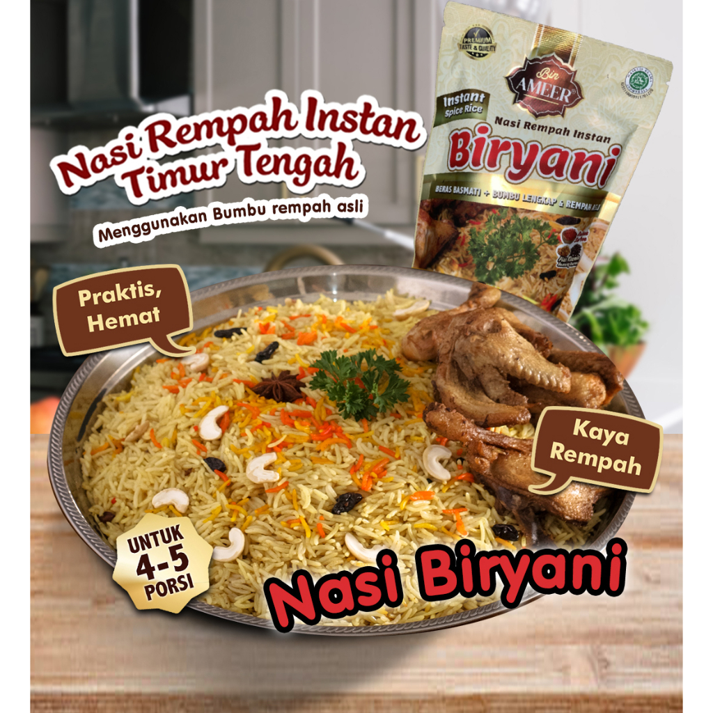 Jual PREMIUM Nasi Biryani Instan 350gr - 100% Rempah Murni Autentik ...