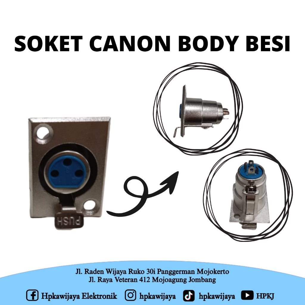 Jual (2pcs) SOKET CANON BODY BESI FEMALE socket canon body female besi ...