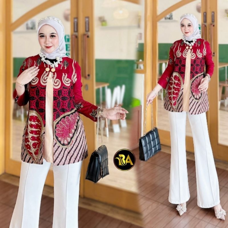 Jual ATASAN BAJU BATIK WANITA BLOUSE BOLERO BLUS MODEL KOMBINASI VELVET ...