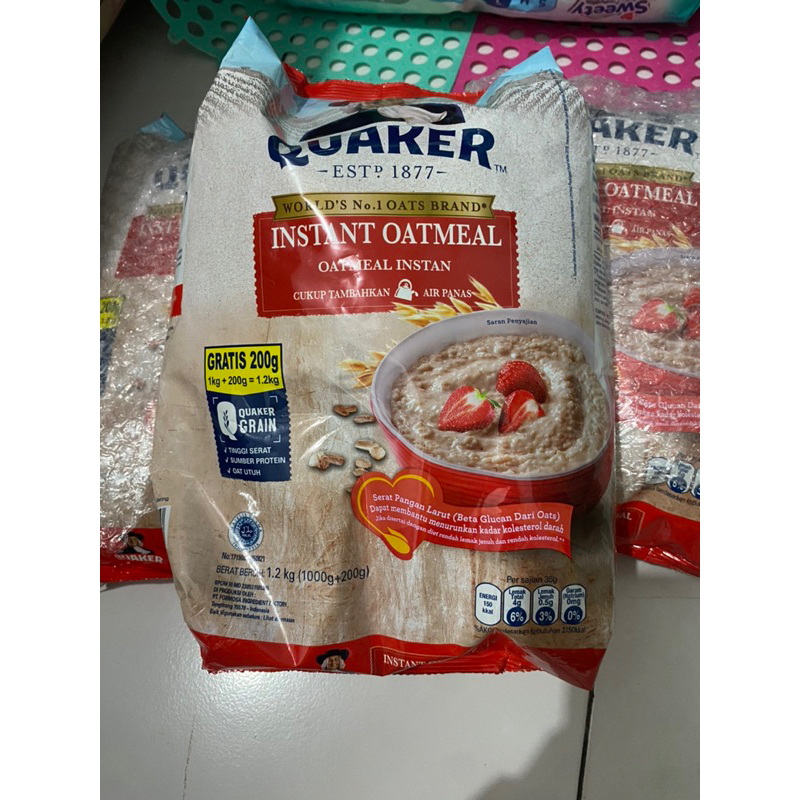 Jual quaker instant oat meal merah 1kg + 200g | Shopee Indonesia