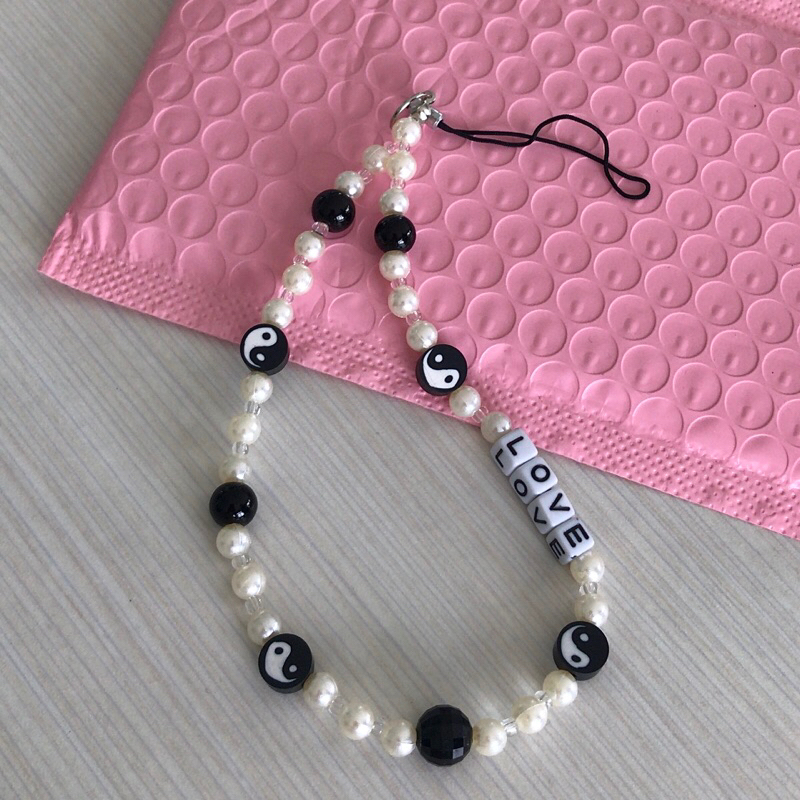 Jual Phone Strap Beads Manik Yin Yang Lucu Pearl Aesthetic Korean ...