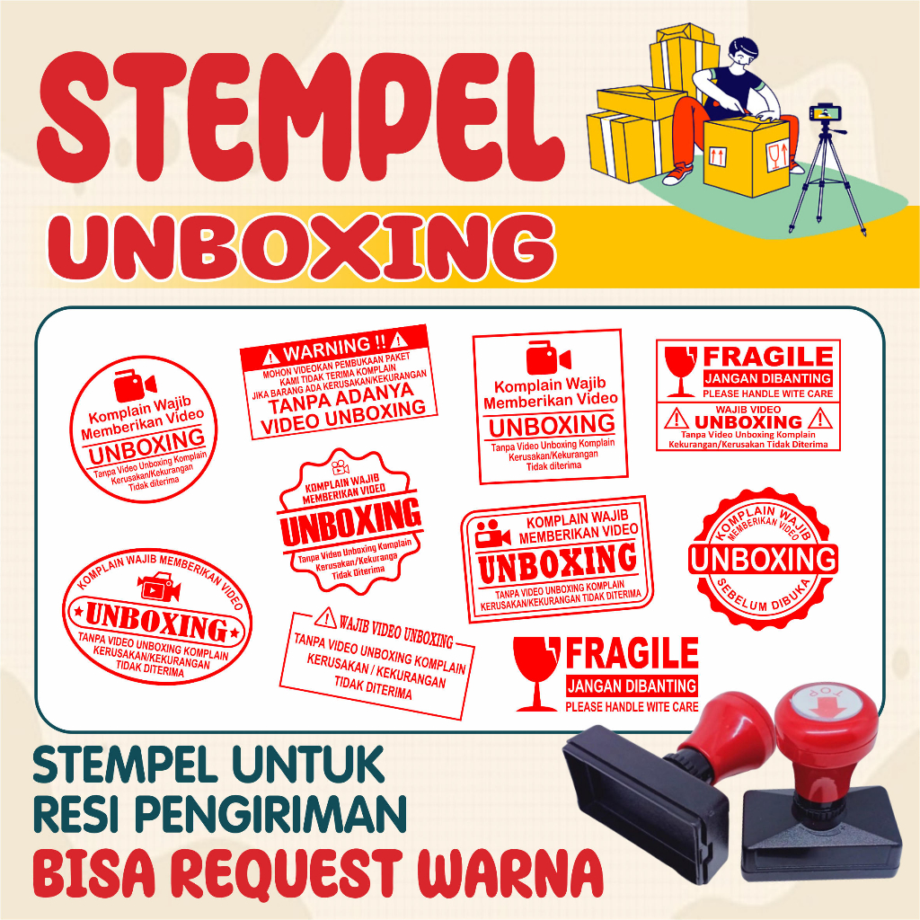 Jual Stempel Unboxing untuk resi pengirima tinta otomatis | Shopee ...