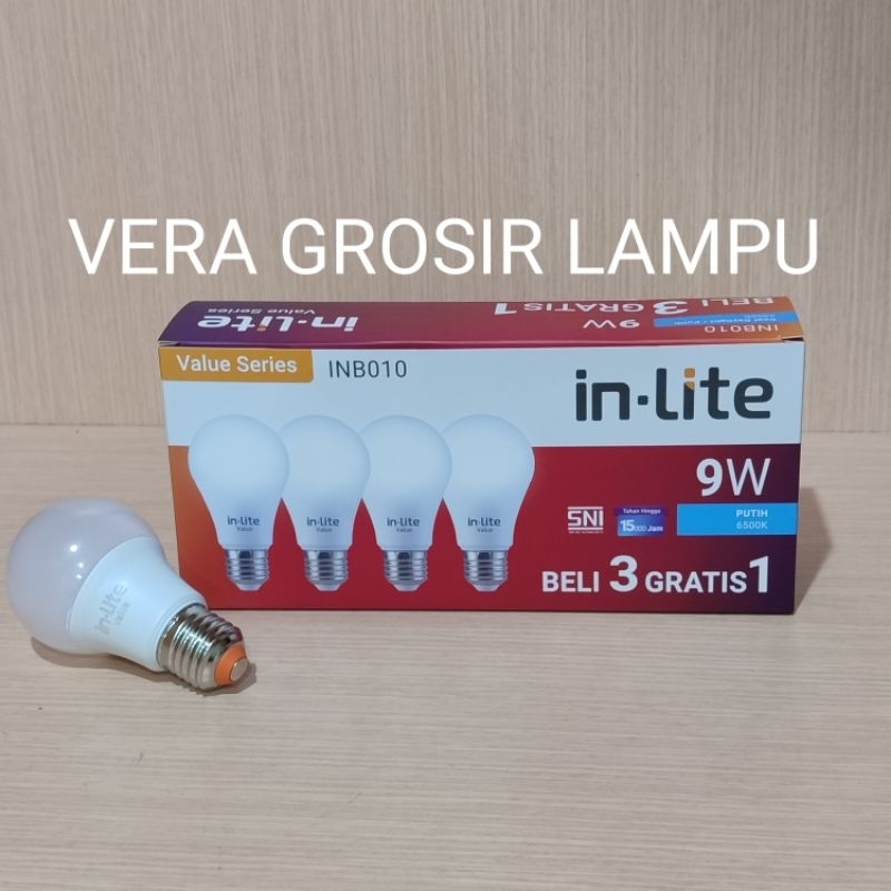 Jual Lampu led paket Inlite In-Lite 9W Pack 3 free 1 E27 6500K cahaya ...