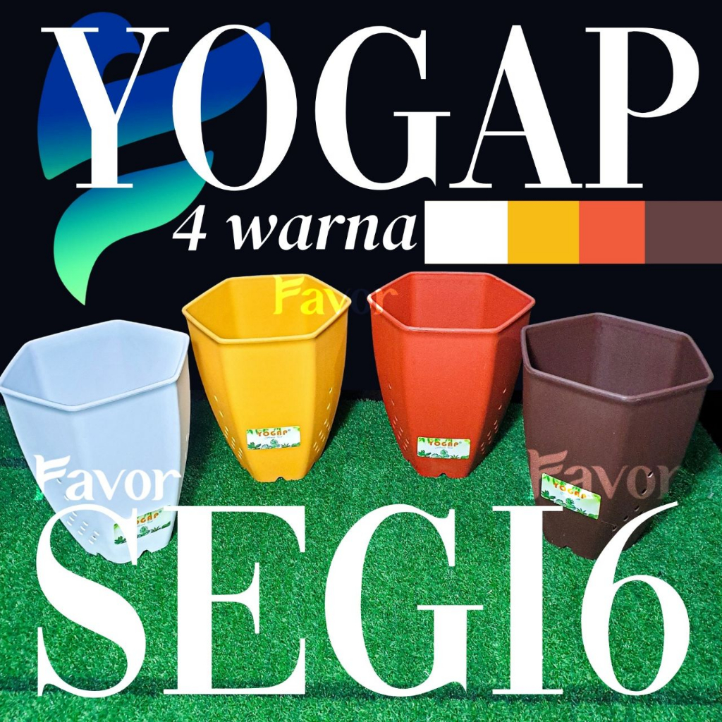 Jual Pot Bunga Yogap Segi 6 (4 WARNA ) Ukuran 17 PUTIH - KUNING - MERAH ...