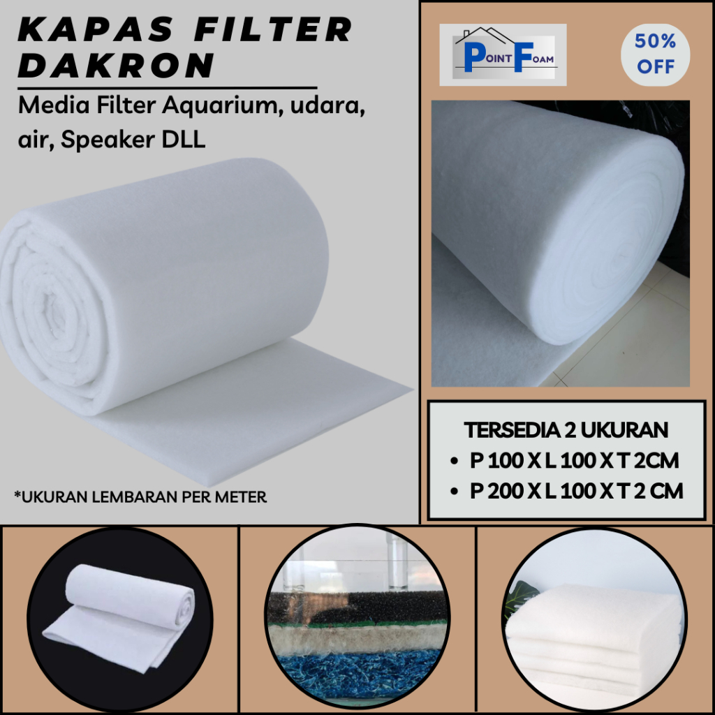 Jual Kapas Filter Aquarium Dakron 200 x 100cm Media Filter Aquarium ...