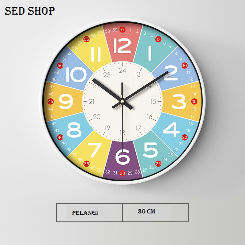 Jual SED Jam dinding edukasi anak / Jam dinding aesthetic 20-30CM/ Jam ...
