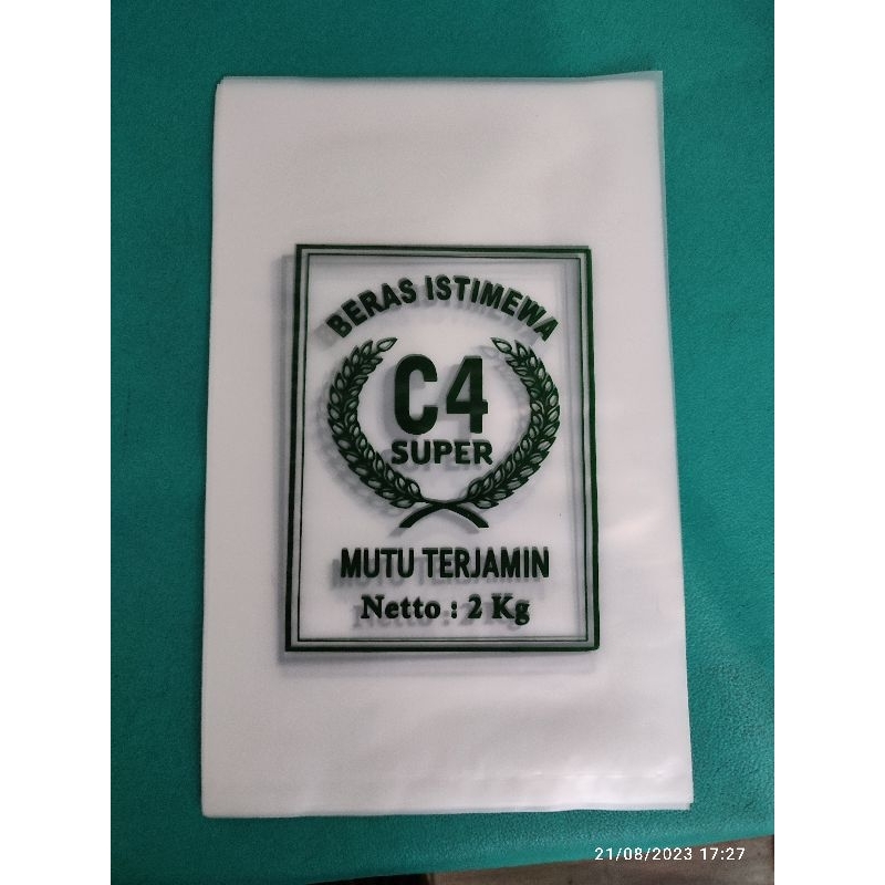 Jual Plastik beras 2 kg cap C4 Raja dan mentik wangi isi 100 lembar ...