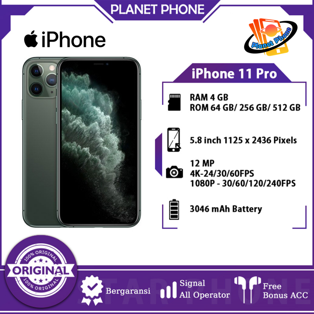 Jual iPhone 11 Pro 64GB / 256GB Second / 100% ORIGINAL / Kondiisi Mulus Like New / Fullset ...
