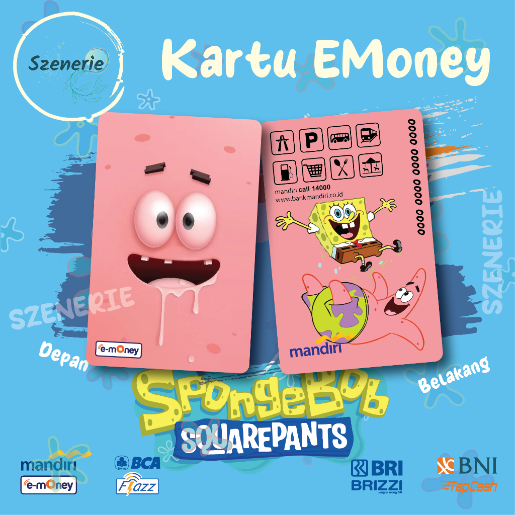 Jual Etoll Emoney Spongebob Patrick Squidward Flazz gen 2 Mandiri BCA ...
