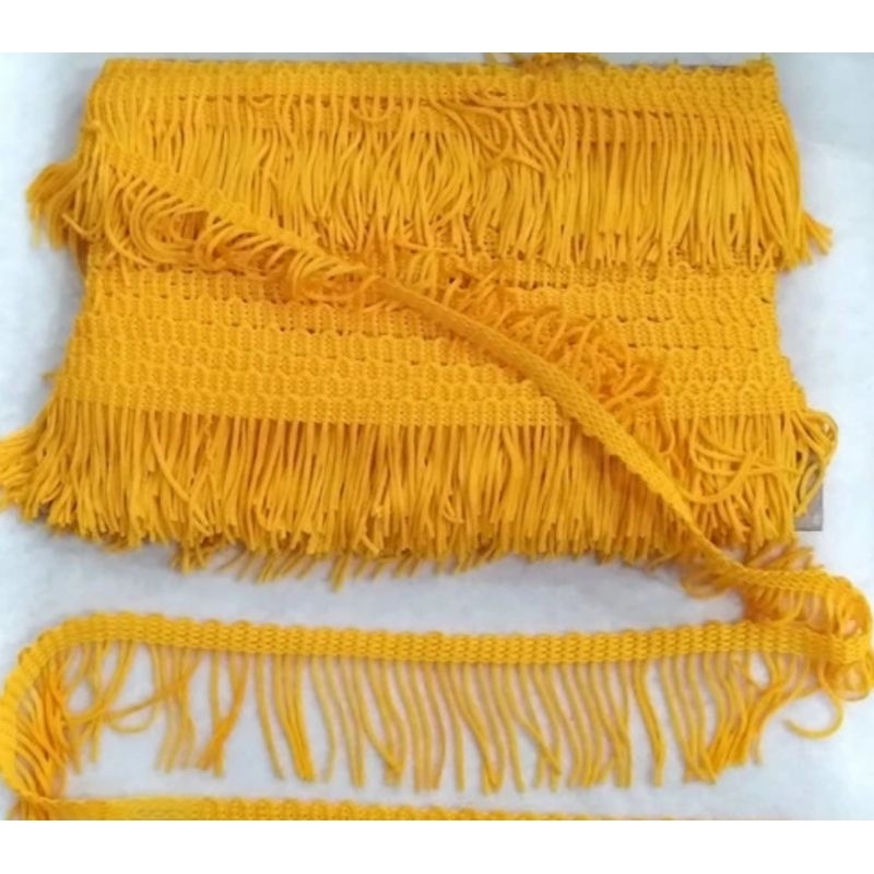 Jual renda sampur kuning/ rumbai per meter | Shopee Indonesia
