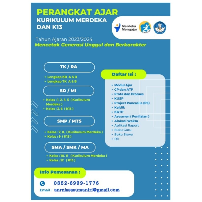 Jual Perangkat Ajar Kurikulum Merdeka Untuk SMP/MTS, SMA/MA | Shopee ...