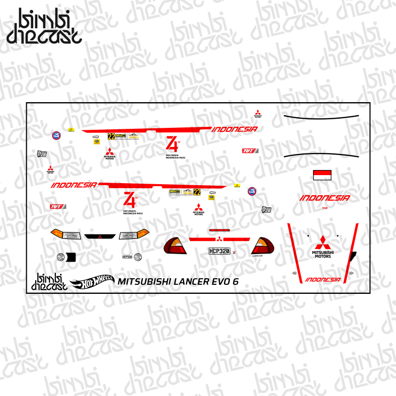 Jual Decal Hotwheels Mitsubishi Lancer Evo 6 Indonesia Rifat Sungkar ...