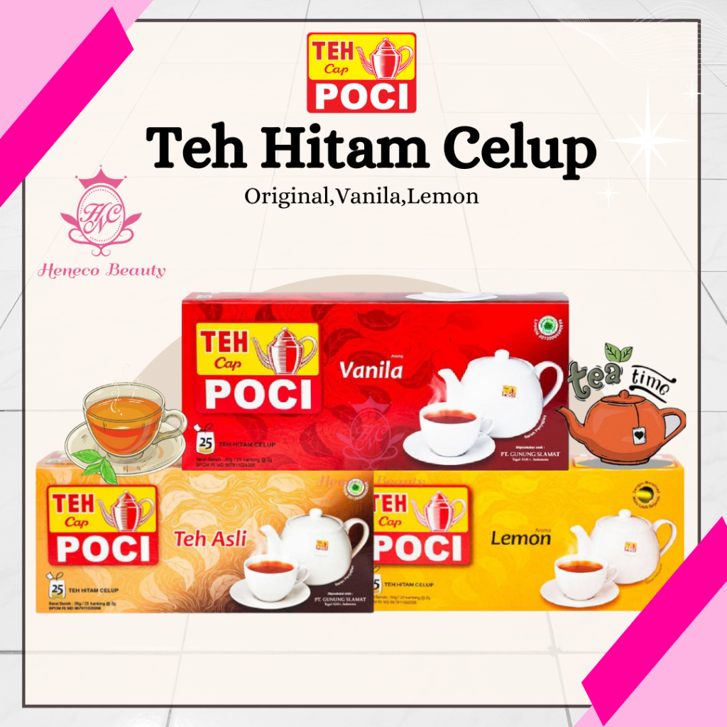 Jual TEH CAP POCI Teh Hitam Celup Vanilla Vanila Asli Lemon Teh Hitam ...