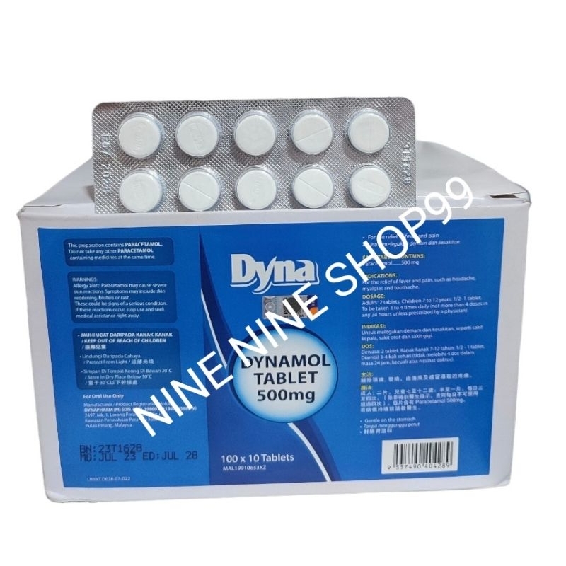 Jual Dyna / Dynamol Tablet 500mg Paracetamol Malaysia ASLI | Shopee ...