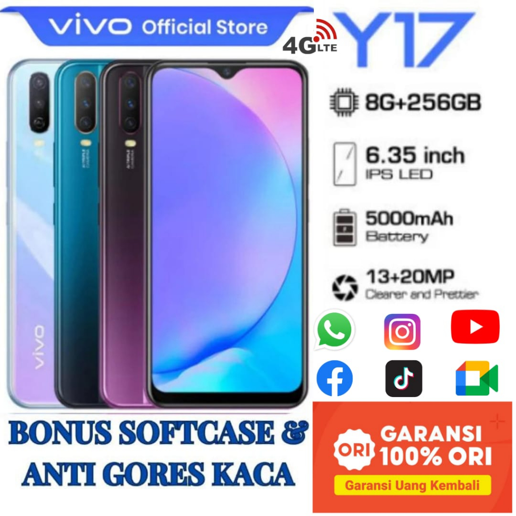 Jual Hp VIVO Y17 Ram 8/256 GB GARANSI 1 TAHUN bonus softcase & temper glass | Shopee Indonesia