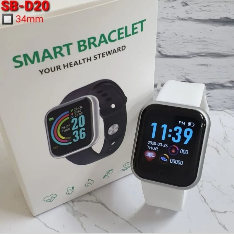 Jual jam tangan smart bracelet kesehatan type D20 terbaru | Shopee ...