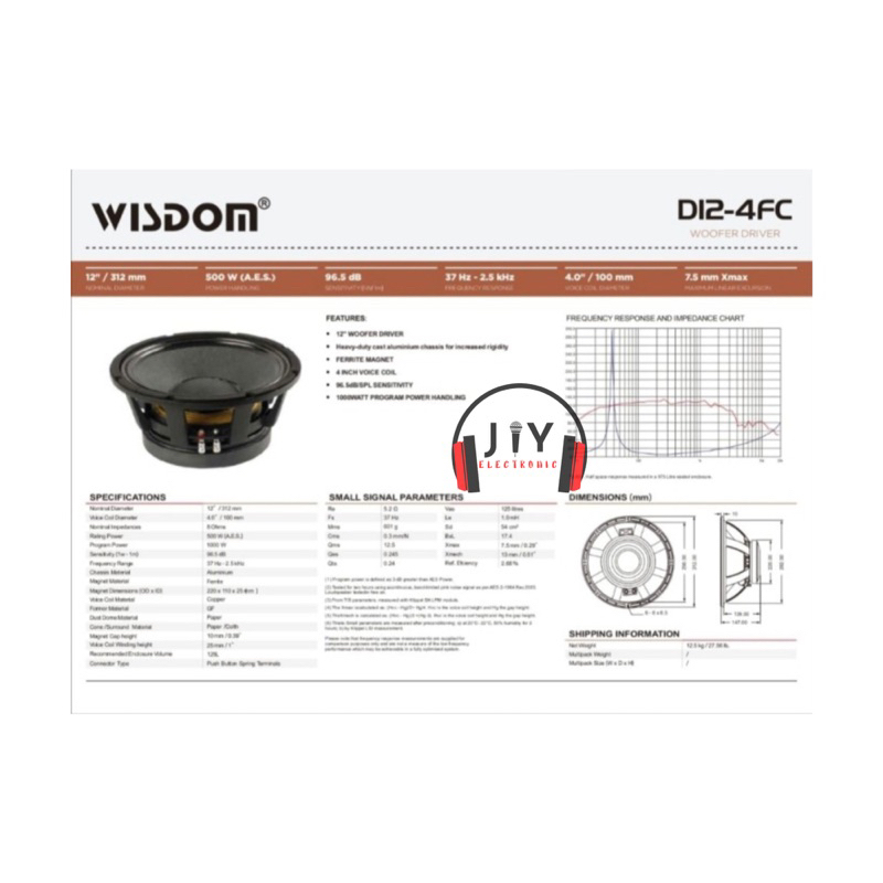 Jual Speaker Wisdom 12 inch D12-4FC D12-4FC D12 4FC Original | Shopee ...