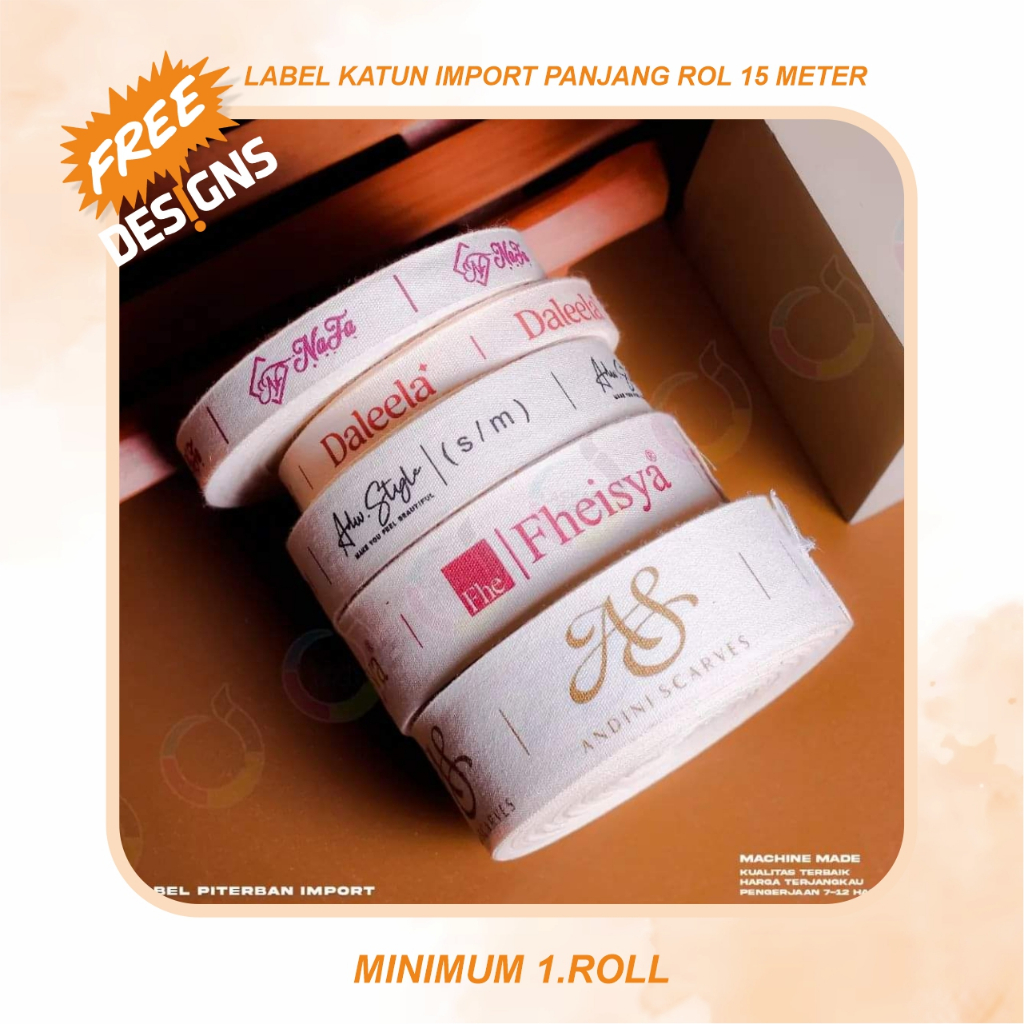 Jual label hijab / Cotton import / Label Baju 15 meter Laskar Label ...