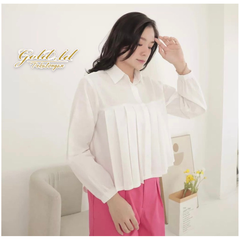 Jual MSMO Dear Top Longsleeve Pleats Shirt/Kemeja Wanita/Kemeja Lengan ...