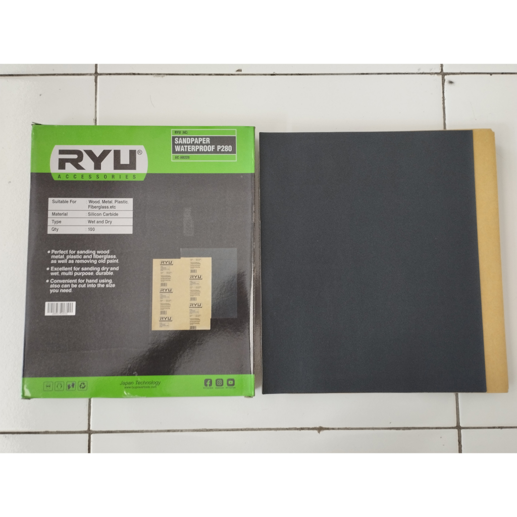 Jual PROMO!!! Amplas Kertas RYU Ampelas Waterproof Abrasive Paper / Sand Paper Mesin Amplas Grit ...