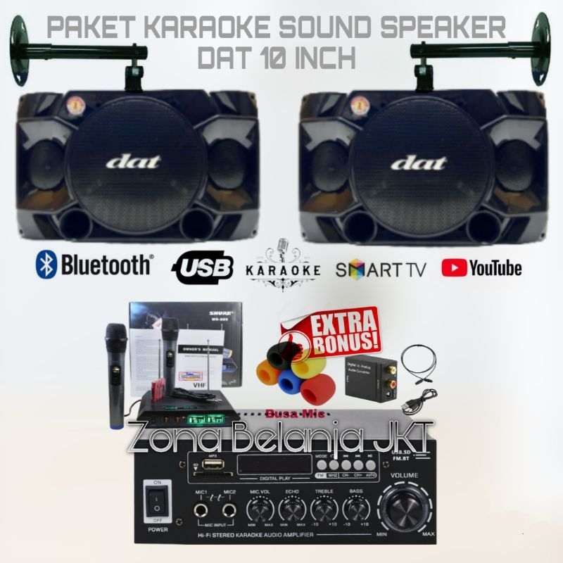 Jual PAKET KARAOKE SOUND SYSTEM RUMAH SPEAKER DAT 10 INCH AMPLIFIER USB ...