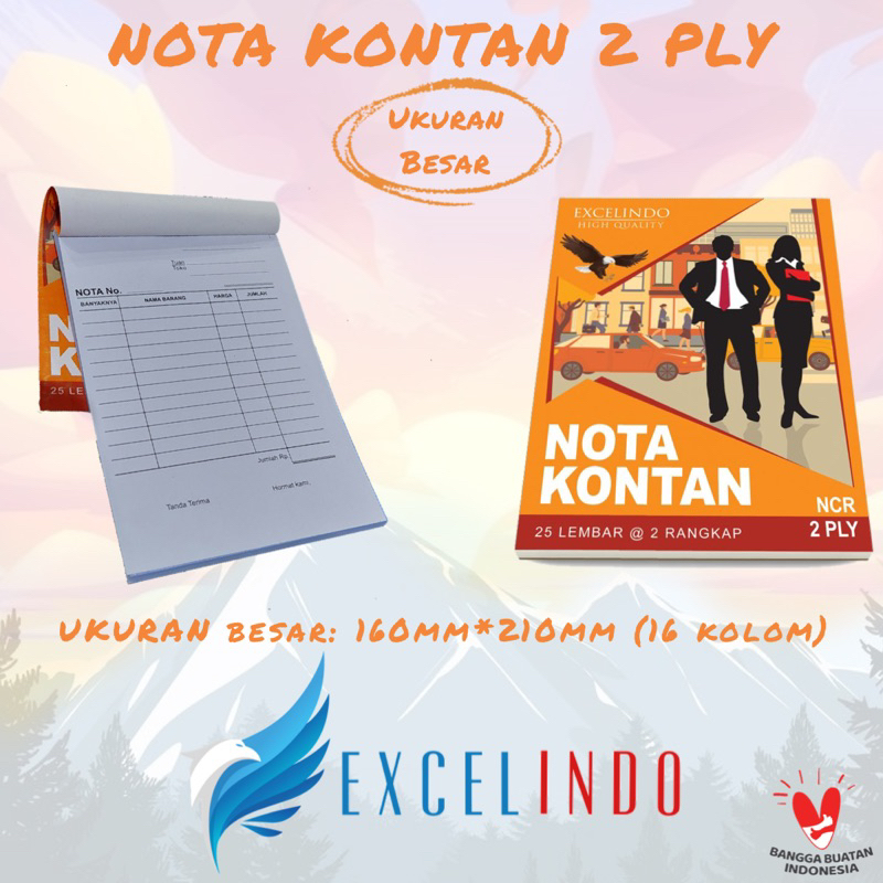 Jual (1 PACK/10 BUKU) EXCELINDO Nota Kontan 2 ply NCR UKURAN BESAR ...