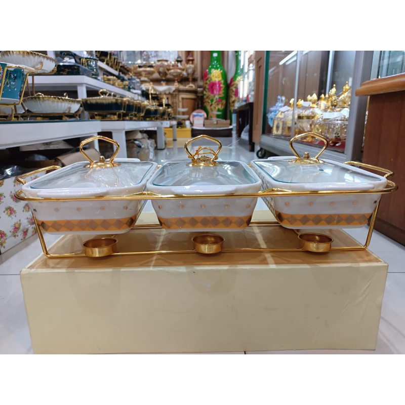 Jual prasmanan keramik set isi 3 gold mewah marble | Shopee Indonesia