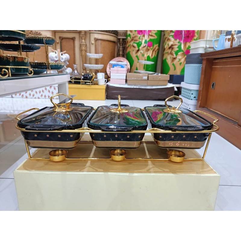 Jual prasmanan keramik set isi 3 gold mewah marble | Shopee Indonesia