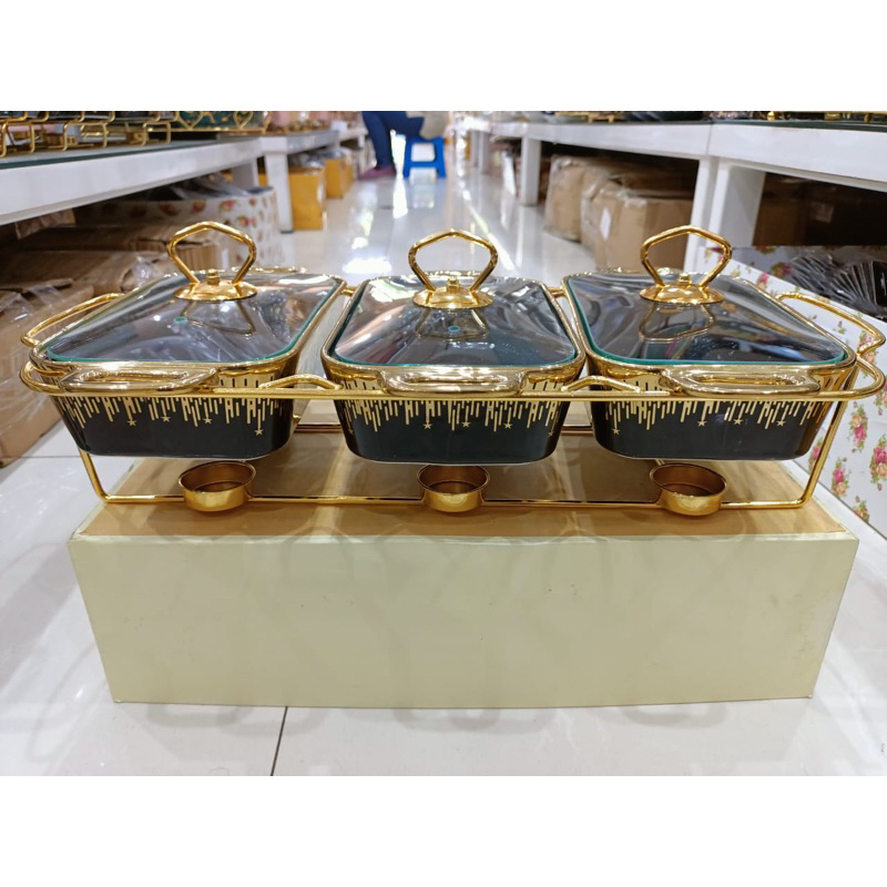 Jual prasmanan keramik set isi 3 gold mewah marble | Shopee Indonesia