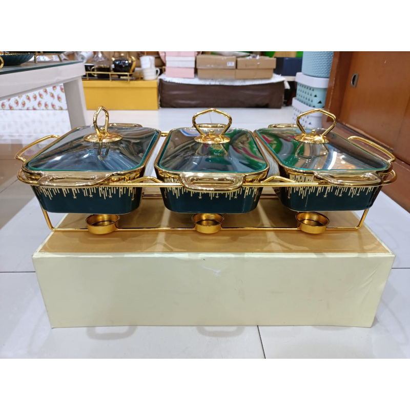 Jual prasmanan keramik set isi 3 gold mewah marble | Shopee Indonesia