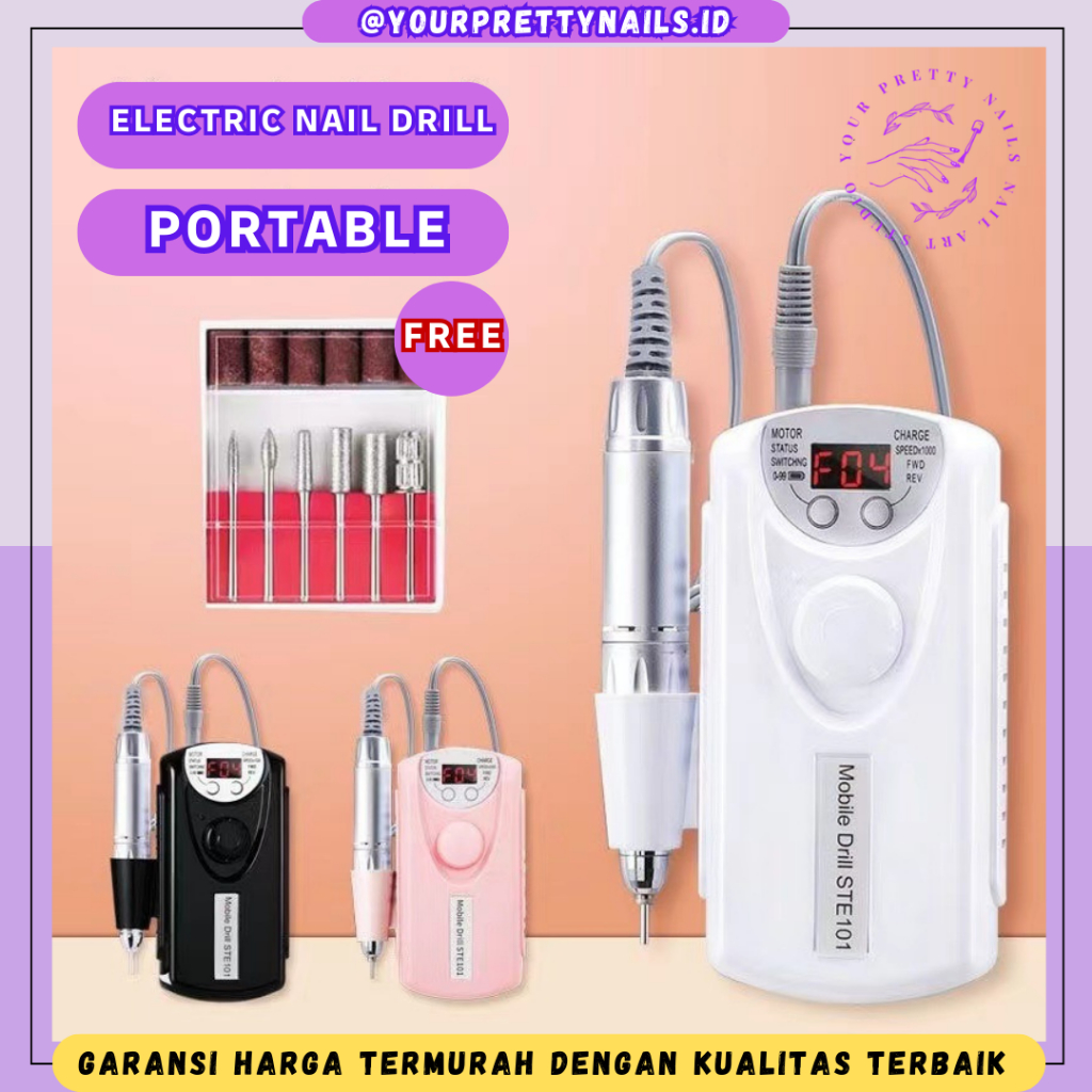 Jual ELECTRIC NAIL DRILL MACHINE PORTABLE PREMIUM RECHARGABLE ALAT ...